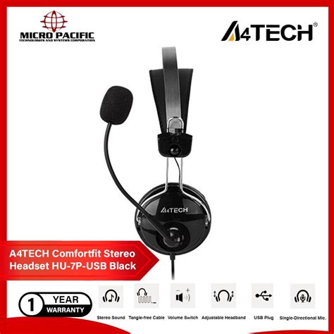A4tech Hu 7p Comfortfit Stereo Usb Headset Black Audio Headphones And Headsets On Carousell