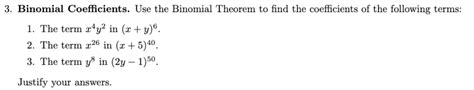 Solved Binomial Coefficients Use The Binomial Theorem To Chegg