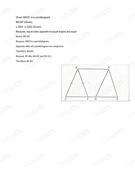 Solved Given Abcd Is A Parallelogram Overline Bf≌ Overline Ba And ∠