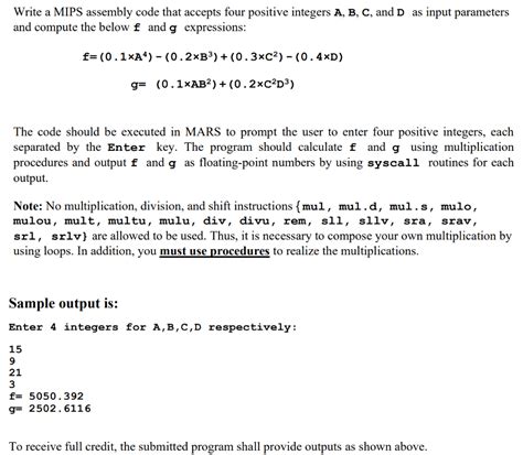 Write A Mips Assembly Code That Accepts Four Positive