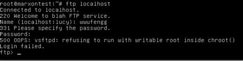 解决 500 OOPS vsftpd refusing to run with writable root inside chroot