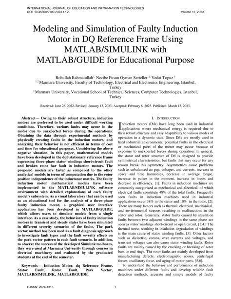 Pdf Modeling And Simulation Of Faulty Induction Motor In Dq Reference
