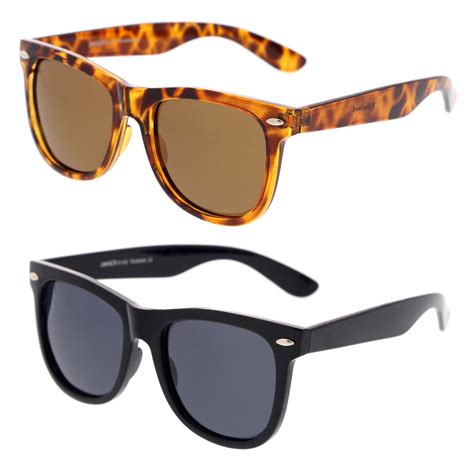 Retro Wide Temple Polarized Lens Square Horn Rimmed Sunglasses 55mm