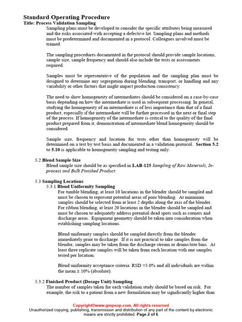 Val 100 Process Validation Sampling Sample Pdf