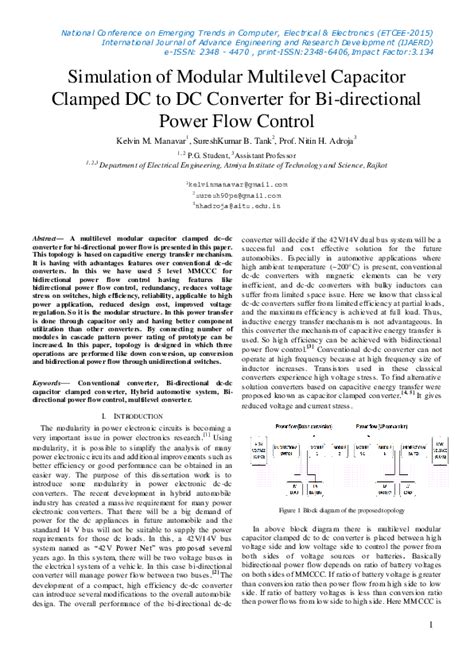 Pdf Simulation Of Modular Multilevel Capacitor Clamped Dc To Dc Converter For Bi Directional