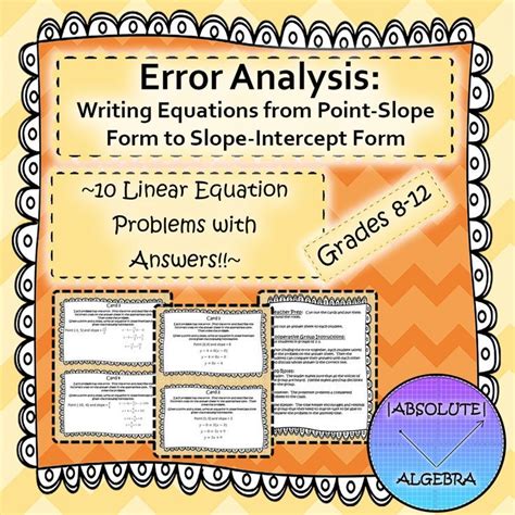 Error Analysis Writing Equations From Point Slope Form To Slope