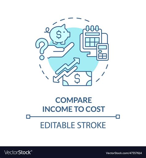 Compare Income To Cost Turquoise Concept Icon Vector Image