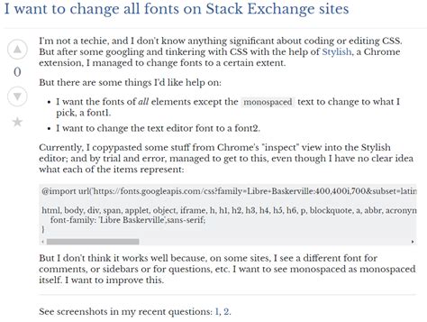 How To Change All Fonts On Stack Exchange Sites Meta Stack Exchange