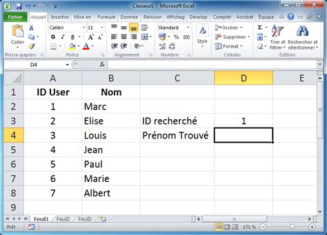 Recherchev Excel