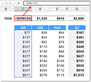 How To Sum Dynamic Array Function Spill Ranges