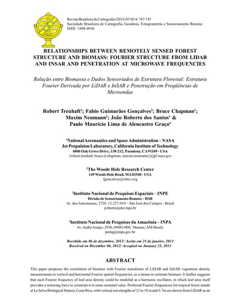 Pdf Relationships Between Remotely Sensed Forest Structure And Biomass Fourier Structure From