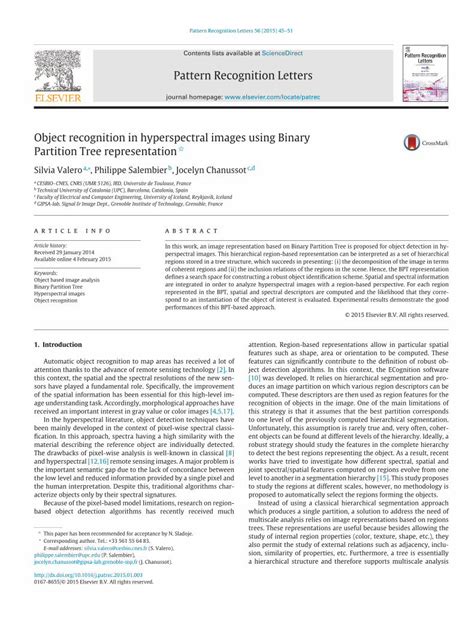 PDF Object Recognition In Hyperspectral Images Using Binary Partition