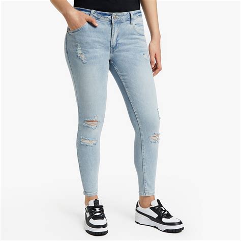 Redbat Womens Light Wash Regular Rise Skinny Jeans