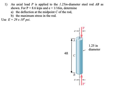 Solved An Axial Load P Is Applied To The 1 25in Diameter Chegg