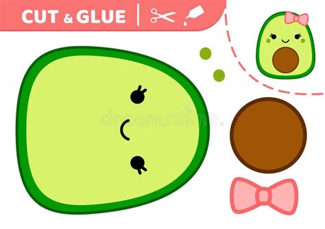 Avocado Girl Squishmallow Cut And Glue Applique Paper Game Avocado