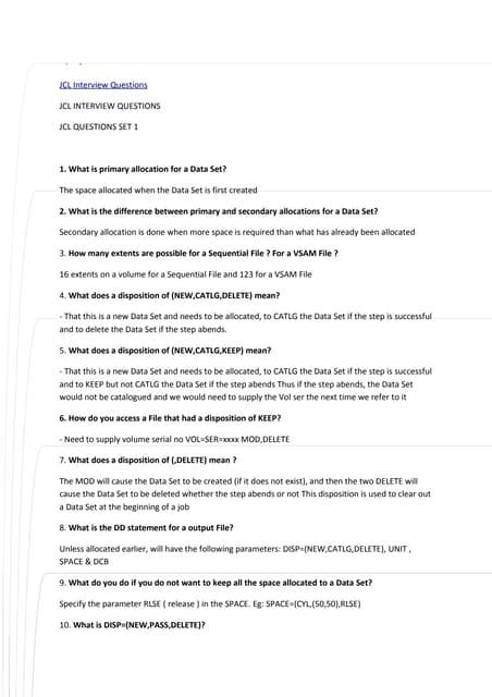Jcl Interview Questions Doc