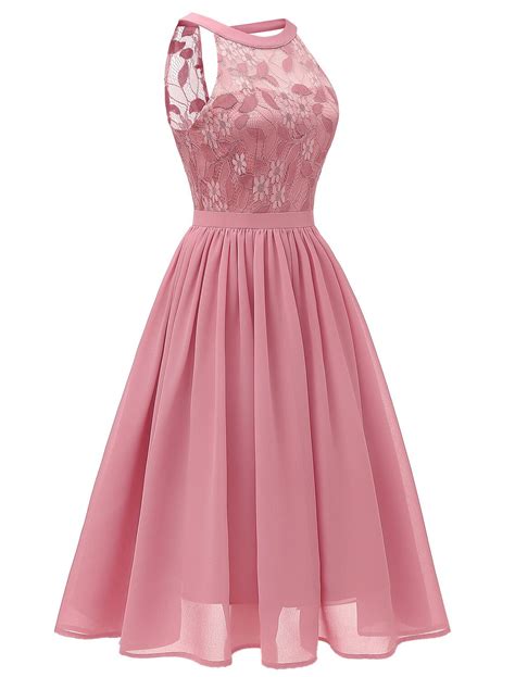 A Line Cocktail Dresses Vintage Dress Party Wear Knee Length Sleeveles