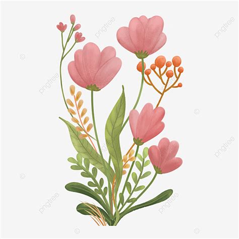 부드러운 파스텔 일러스트 색상의 꽃과 잎 봄 꽃 무늬 꽃 자연 Png 일러스트 및 Psd 이미지 무료 다운로드 Pngtree