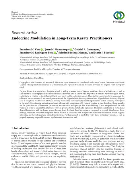 Pdf Endocrine Modulation In Long Term Karate Practitioners