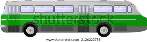 Green Classic Bus Vector Illustration Stock Vector Royalty Free