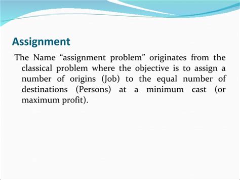 transportation and assignment ppt business business and finance