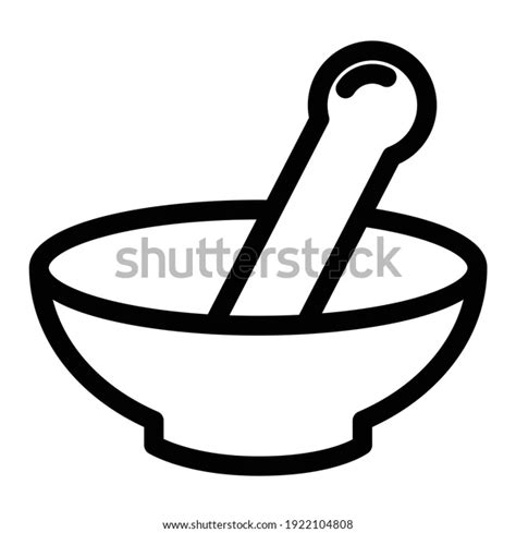 Vektor Stok Mortar Pestle Black White Vector Illustration Tanpa