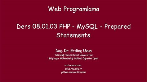 Wp 080103 Php Mysql Prepared Statements Youtube