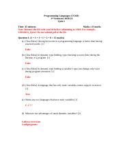 Quiz2 Docx Programming Languages CS320 2nd Semester 2020 21 Quiz 2