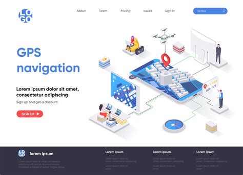 Gps Navigation Isometric Landing Page 1558724 Vector Art At Vecteezy