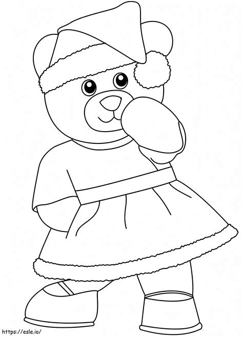 かわいいクリスマステディベア ぬりえ 塗り絵