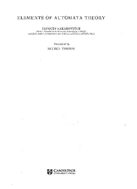 Pdf Elements Of Automata Theory