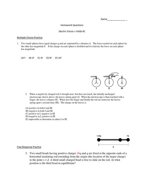 Worksheet 1 Coulombs Law Pdf Electric Charge Force