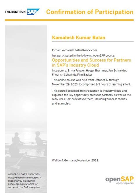 kamalesh b on linkedin thanks to open sap team and content author
