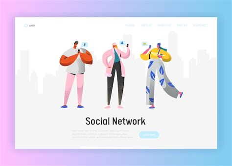 Premium Vector Social Network Landing Page Template Young People