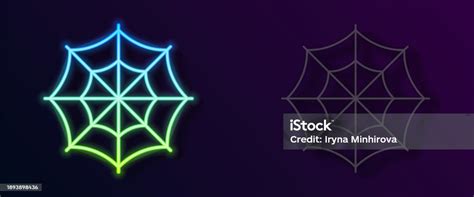 검은 색 배경에 고립 된 빛나는 네온 라인 거미 웹 아이콘 거미줄 기호입니다 해피 할로윈 파티 벡터 할로윈에 대한 스톡 벡터 아트 및 기타 이미지 Istock