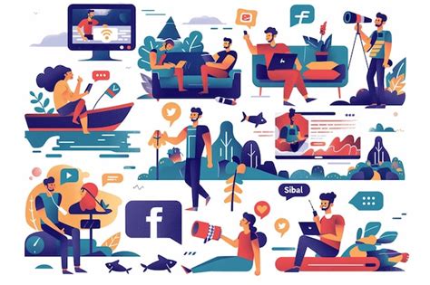 Vector Illustrations Of People Using Devices Premium Ai Generated Vector