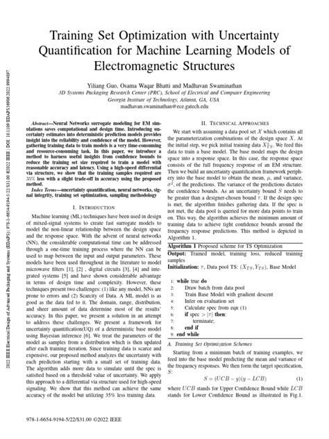 Training Set Optimization With Uncertainty Quantification For Machine