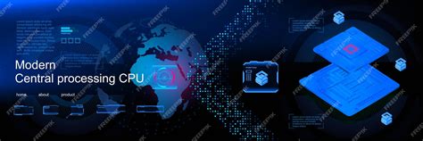 Premium Vector Realistic Processor For Computer On Futuristic Cyber Background New Generation