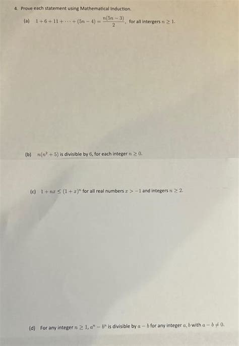 solved 4 prove each statement using mathematical induction