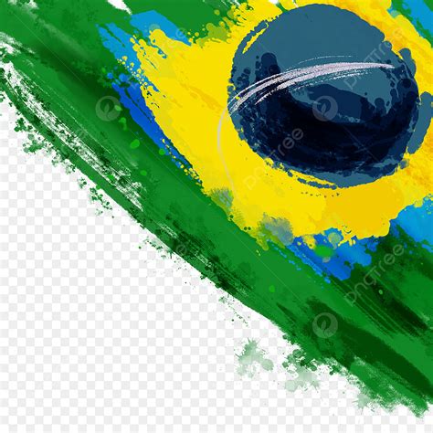 Bandeira Brasil Splash Pincelada Criativa Aquarela PNG Bandeira