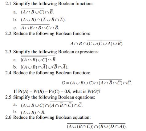 solved 2 1 simplify the following boolean functions a