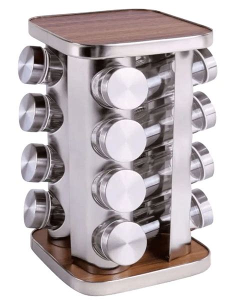 Living Today Rotating Spice Rack Organiser Set 16 Piece In Steel MYER