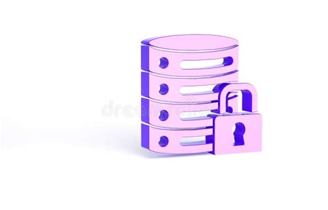 Purple Server Security With Closed Padlock Icon Isolated On White Background Security Safety