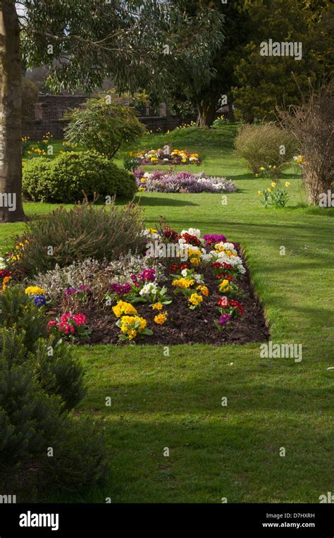 Public Park Gardens Flower Beds Grassed Area Sunlit Textures