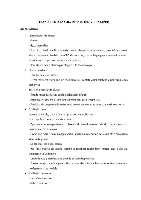 Pdi Plano De Desenvolvimento Individual Plano De Desenvolvimento
