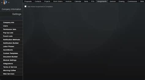 assignments settings ipoint control 1
