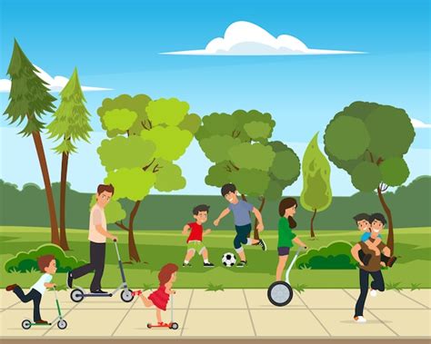 Actividades Del Parque Ilustración Vectorial Vector Premium