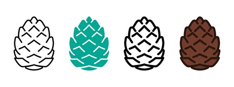 Pine Cone Icon Pinecone Illustration Christmas Three Plant Linear