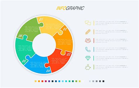Vector Infographic Timeline Template With 6 Circle Workflow Options And Warm Color Palette