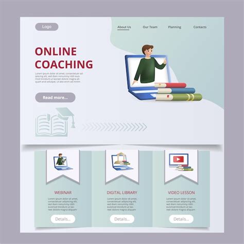 Premium Vector Online Coaching Flat Landing Page Website Template Webinar